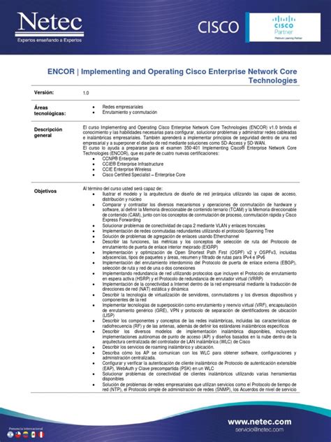 encor implementing and operating cisco enterprise network core
