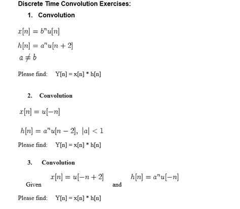 Solved Discrete Time Convolution Exercises 1 Convolution X