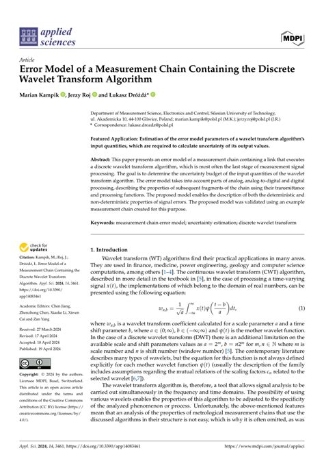 Pdf Error Model Of A Measurement Chain Containing The Discrete