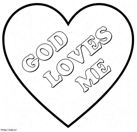 God Loves Me Heart Coloring Page