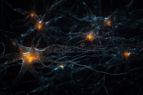 Microscopic Of Neural Network Brain Cells Human Nervous System Stock Illustration