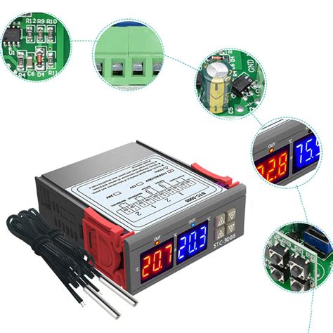 Stc 3008 Dual Digital Temperature Controller Two Relay Output 12v 24v 110 220v Thermoregulator