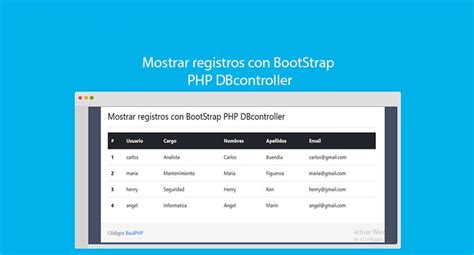 Mostrar Registros Con Bootstrap Php Dbcontroller Baulphp