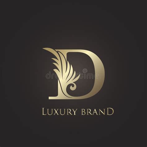 Luxury Letter D Logo Gold Monogram Feather Decorative Ornate Ornament