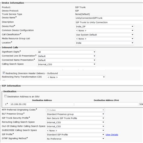 Unity Connection Cucm Sip Trunk Integration