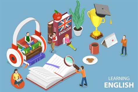 Premium Vector D Isometric Flat Vector Conceptual Illustration Of Learning English Foreign