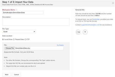 Zoho Analytics How To Import An Excel Spreadsheet
