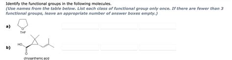Solved Identify The Functional Groups In The Following Chegg