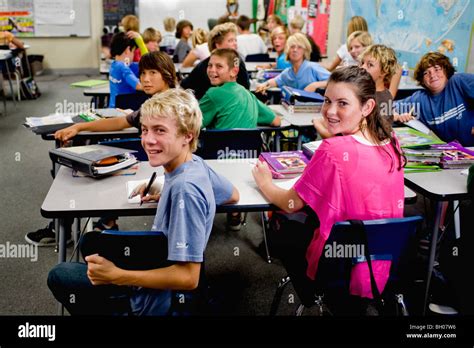 A Classroom Full Of Eight Graders Greets A Visitor At A Southern