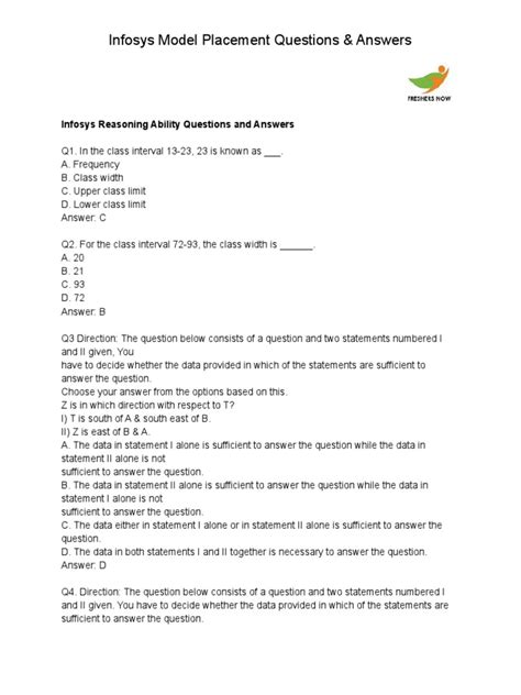 Infosys Model Placement Qa Pdf Question