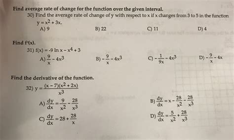 Solved Find Average Rate Of Change For The Function Over The Chegg Com