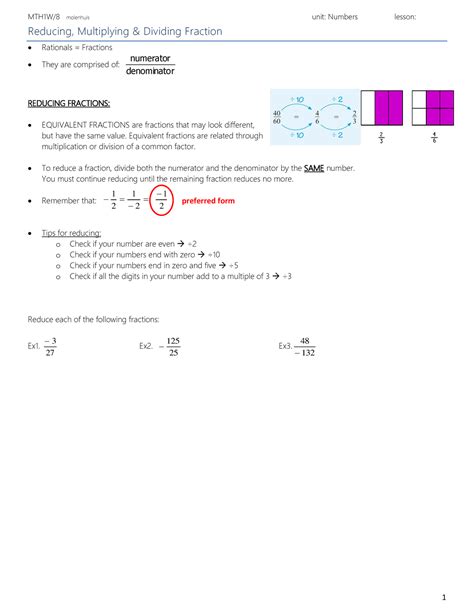 1 5 Reduce Multiply Divide Fractions Reducing Multiplying And Dividing Fraction Rationals