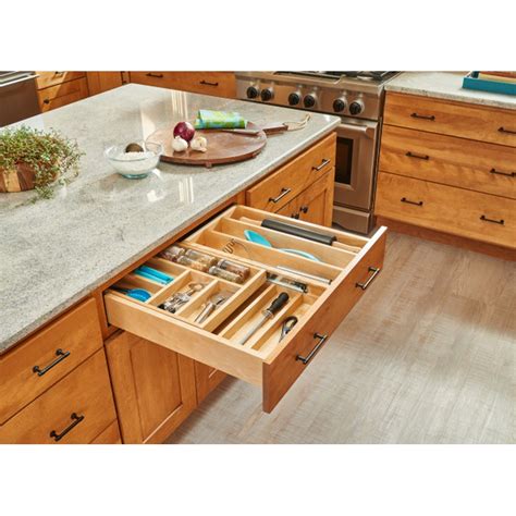 REV A SHELF INC 28 1 2 Frameless Tiered Cutlery Drawer With Soft Close Slides Maple Rev A