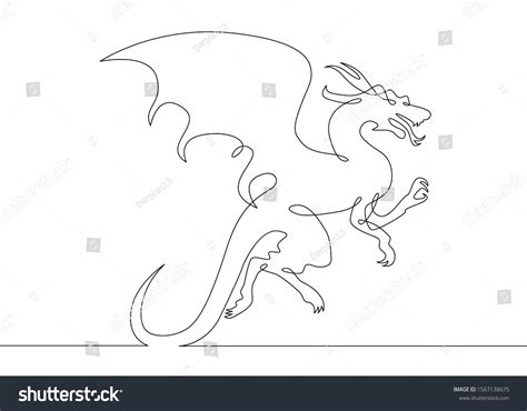 Continuous One Line Drawing Dragon Stock Illustration 1567138675