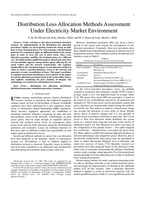 Pdf Distribution Loss Allocation Methods Assessment Under Electricity