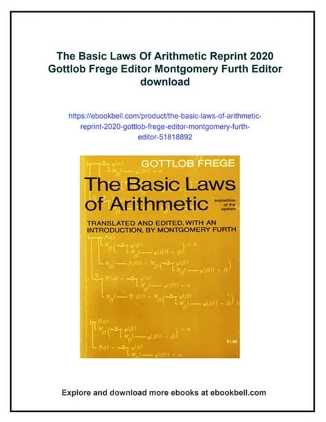 The Basic Laws Of Arithmetic Reprint 2020 Gottlob Frege Editor Montgomery Furth Editor Pdf