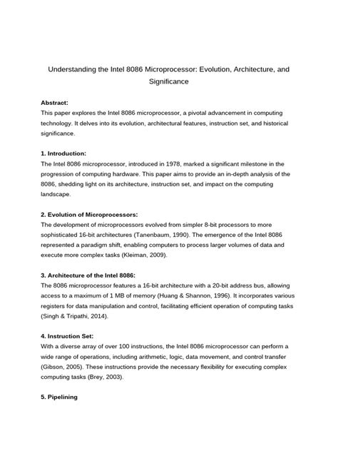 Shaeel Understanding The Intel 8086 Microprocessor Evolution Architecture And Significance