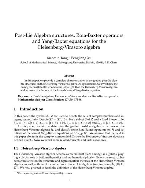 Pdf Post Lie Algebra Structures Rota Baxter Operators And Yang Baxter Equations For The