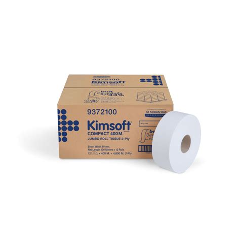 New Arrival กระดาษชำระม้วนใหญ่ หนา 2 ชั้น ยาว 400 เมตร ม้วน Kimsoft Jrt Compact 2 Ply 8 Cm X