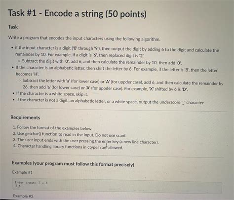 Solved Task Write A Program That Encodes The Input