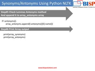 Python Nltk Synonyms And Antonyms PPT