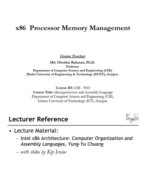 Lecture 13 X86 Processor Memory Management Pdf X86 Architecture Office Equipment