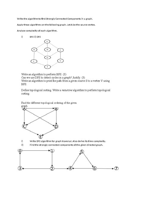 Problems Graphs Write The Algorithm To Find Strongly Connected