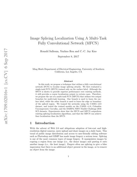 Pdf Image Splicing Localization Using A Multi Task Fully Convolutional Network Mfcn