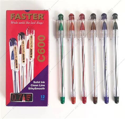 Ballpobalpoint Faster Pulpen Faster C6 Cetek Pulpen Faster C600 1 Pack Isi 1 Lusin 12 Buah