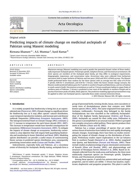 SOLUTION Predicting Impacts Of Climate Change On Studypool