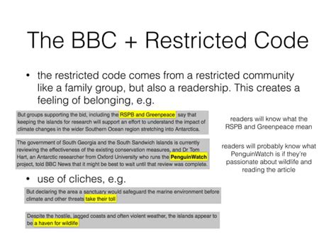 Elaborated And Restricted Codes Ppt