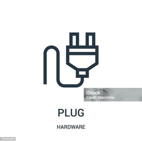 하드웨어 컬렉션에서 플러그 아이콘 벡터입니다 얇은 라인 플러그 개요 아이콘 벡터 일러스트 레이 션입니다 디자인에 대한 스톡 벡터