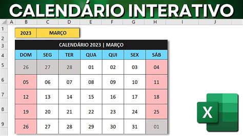 Calendário Dinâmico No Excel Como Fazer Calendário Automático E