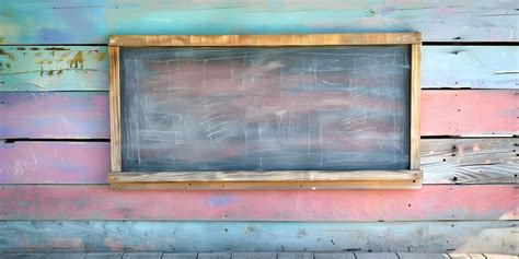 Vintage Classroom With Chalkboard On Distressed Wooden Wall Space For