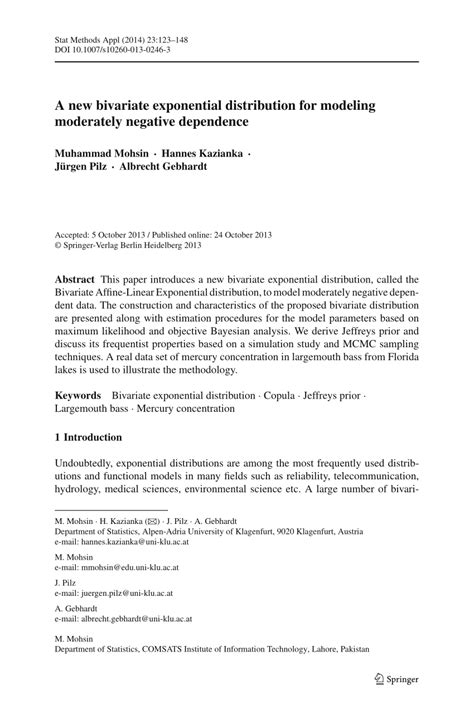 Pdf A New Bivariate Exponential Distribution For Modeling Moderately Negative Dependence