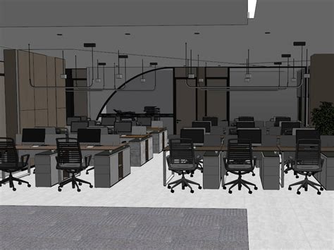 Office Working Space Design Idea Sketchup 3d Model Skp File Download Sketchupbox