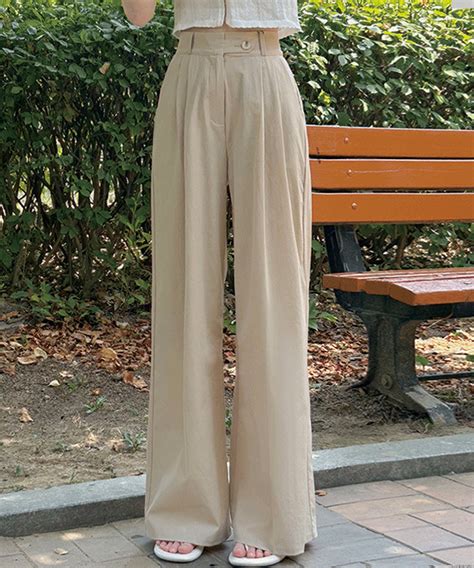 3가지기장 2xl바스락 시나몬 나일론 투핀턱 와이드핏 슬랙스 3colors 에이블리