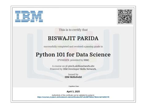 I Completed The Python 101 For Data Science Course By Ibm Through Biswajit Parida