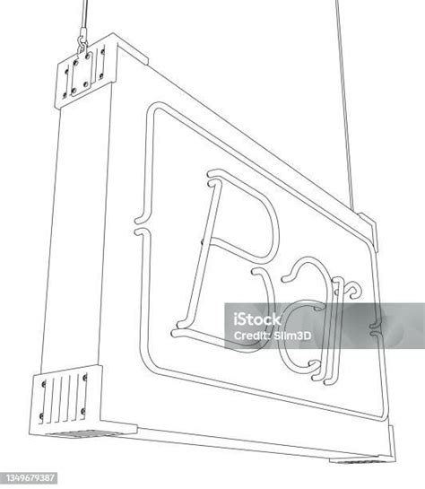 흰색 배경에 고립 된 검은 색 선에서 바의 간판의 윤곽 전면 보기입니다 벡터 일러스트레이션 개념에 대한 스톡 벡터 아트 및 기타 이미지 Istock