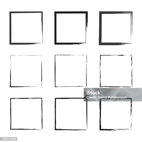 검은 브러시 사각형입니다 빈티지 연필 스케치 액자 벡터 그림입니다 가장자리에 대한 스톡 벡터 아트 및 기타 이미지 가장자리