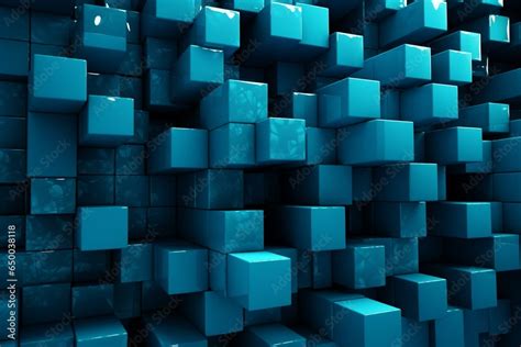 Blue Abstract Cube Blocks Wall Stacking Design For A Cubic Wallpaper Background Admirable Image