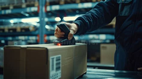 worker scanning box in warehouse ai generated stock image image of