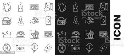 세트 라인 복권 티켓 행운의 일곱 잭팟 포커 테이블 게임 슬롯 돈 가방 말굽과 게임 주사위 아이콘온라인 슬롯 머신 벡터 0명에 대한 스톡 벡터 아트 및 기타 이미지 Istock