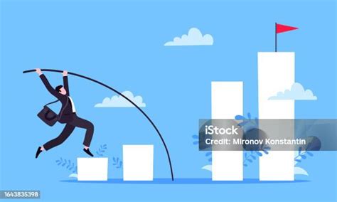 사업가는 장대높이뛰기 플랫 스타일 디자인 벡터 일러스트레이션 사업 개념을 뛰어넘는다 가파른에 대한 스톡 벡터 아트 및 기타 이미지 가파른 개념 개발 Istock