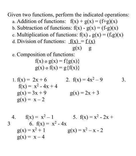 Solved Given Two Functions Perform The Indicated Chegg Com