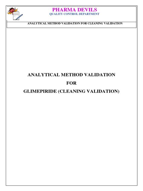 Analytical Method Validation For Cleaning Validation Pdf Detection Limit High Performance