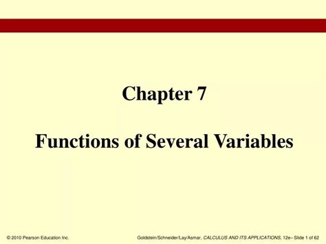 Ppt Chapter 7 Functions Of Several Variables Powerpoint Presentation Id5737062