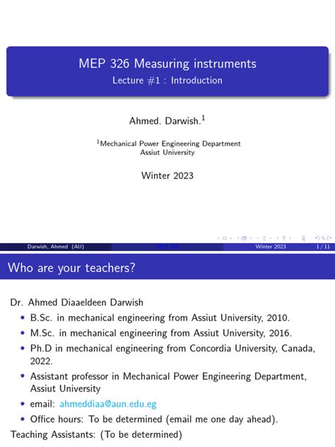 Mep 326 Measurement Instruments Lecture 1 Introduction Pdf Accuracy And Precision