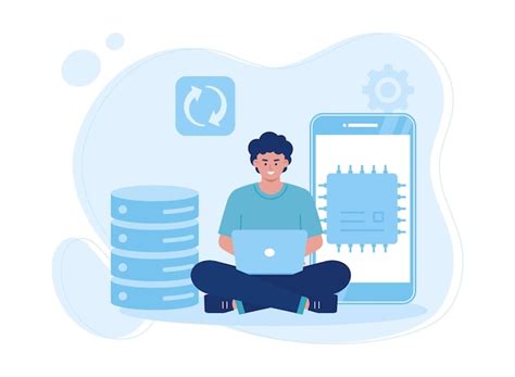 premium vector cloud data synchronization concept flat illustration