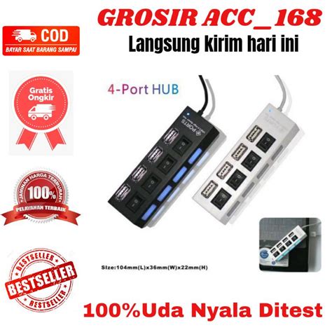 Jual Saklar Tombol On Off Lampu Led 4Port Usb Hub Switch 4Port Sambungan Kabel Adaptor Komputer